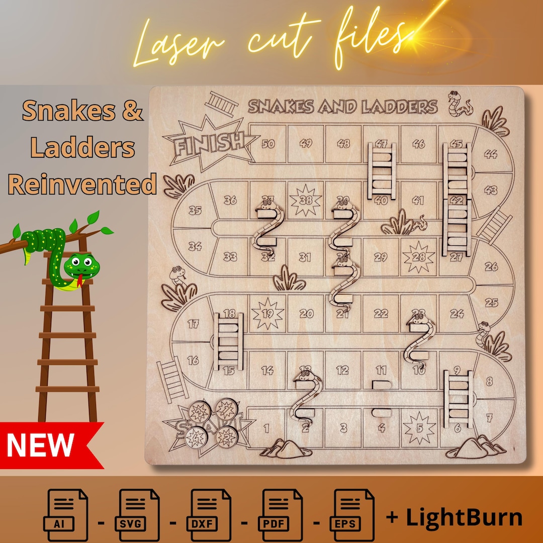 Snakes and Ladders Reinvented - Laser Cut Wooden Puzzle Game Digital File - Etsy