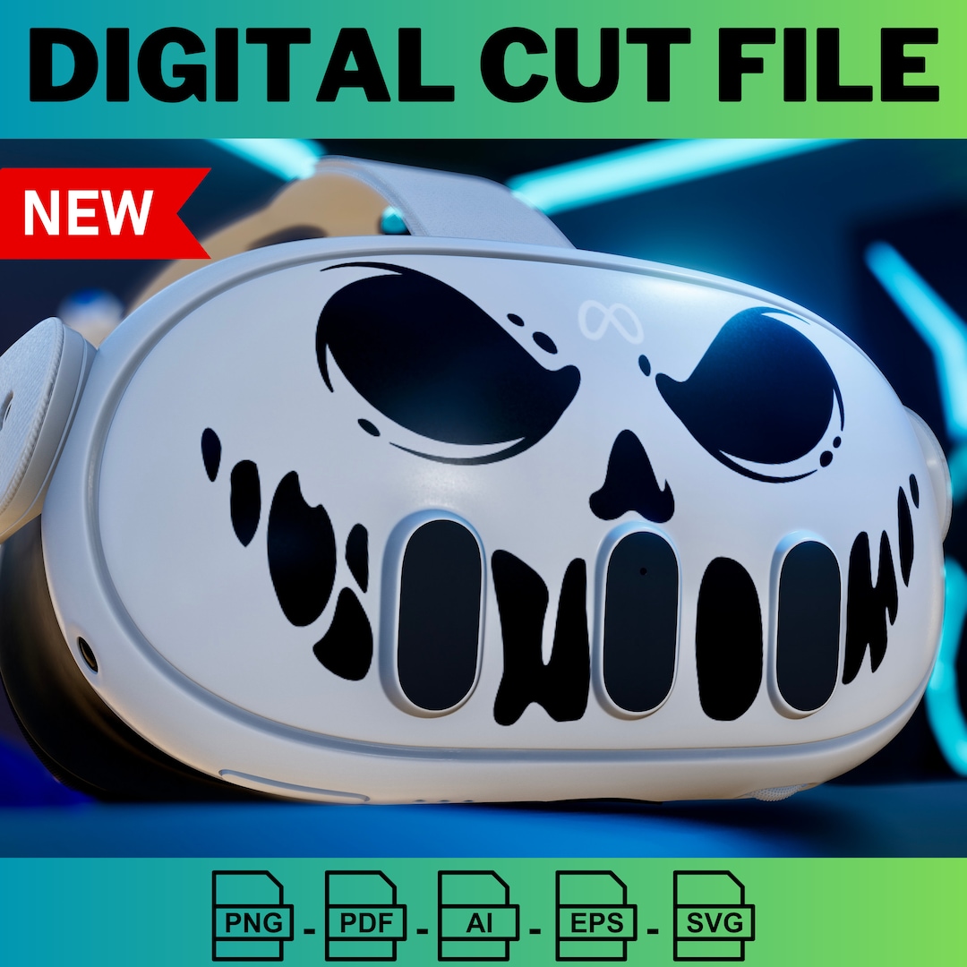 Skull VR Meta Quest 3 Headset Sticker - Digital Cut File for Cricut - Etsy