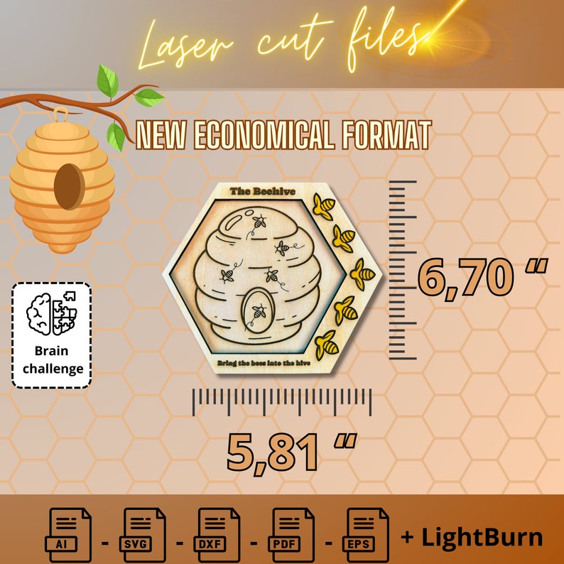 Beehivepuzzle - Laser Cut Wooden Puzzle Game Digital File - Etsy