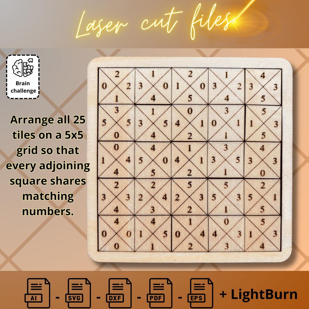 Tetravex 5x5- Laser Cut Wooden Puzzle Game Digital File - Etsy