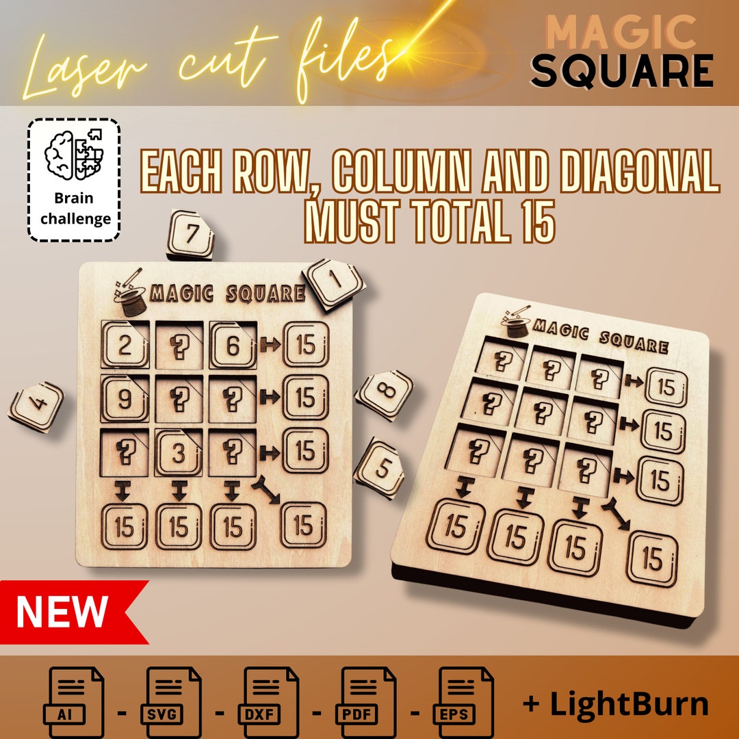 Magic Square 15 Puzzle - Laser Cut Wooden Mathematical Game Digital ...