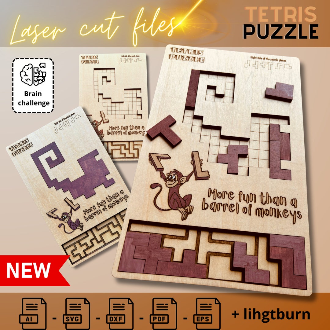 Tetris Monkey Laser Cut File, Tetris Puzzle, Monkey - Etsy