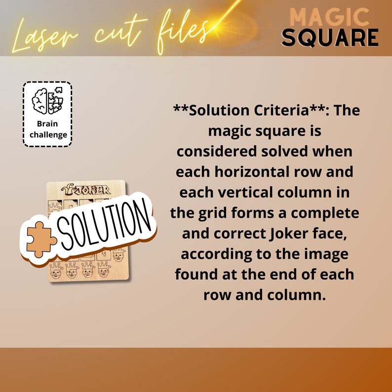 Joker Magic Square Puzzle- Laser Cut Wooden Mathematical Game Digital ...