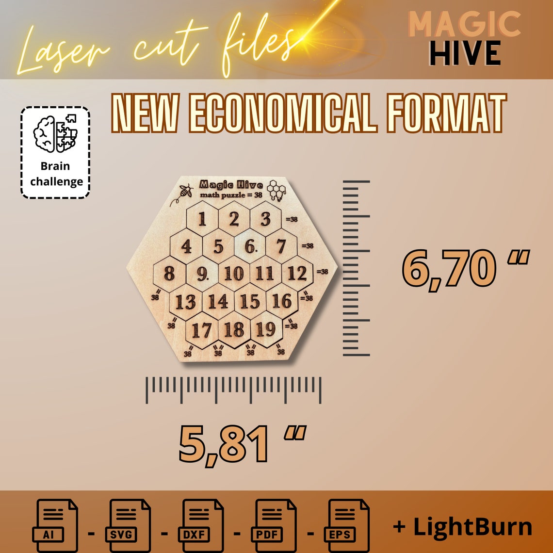 Magic Hive Puzzle - Laser Cut Wooden Mathematical Game Digital File - Etsy