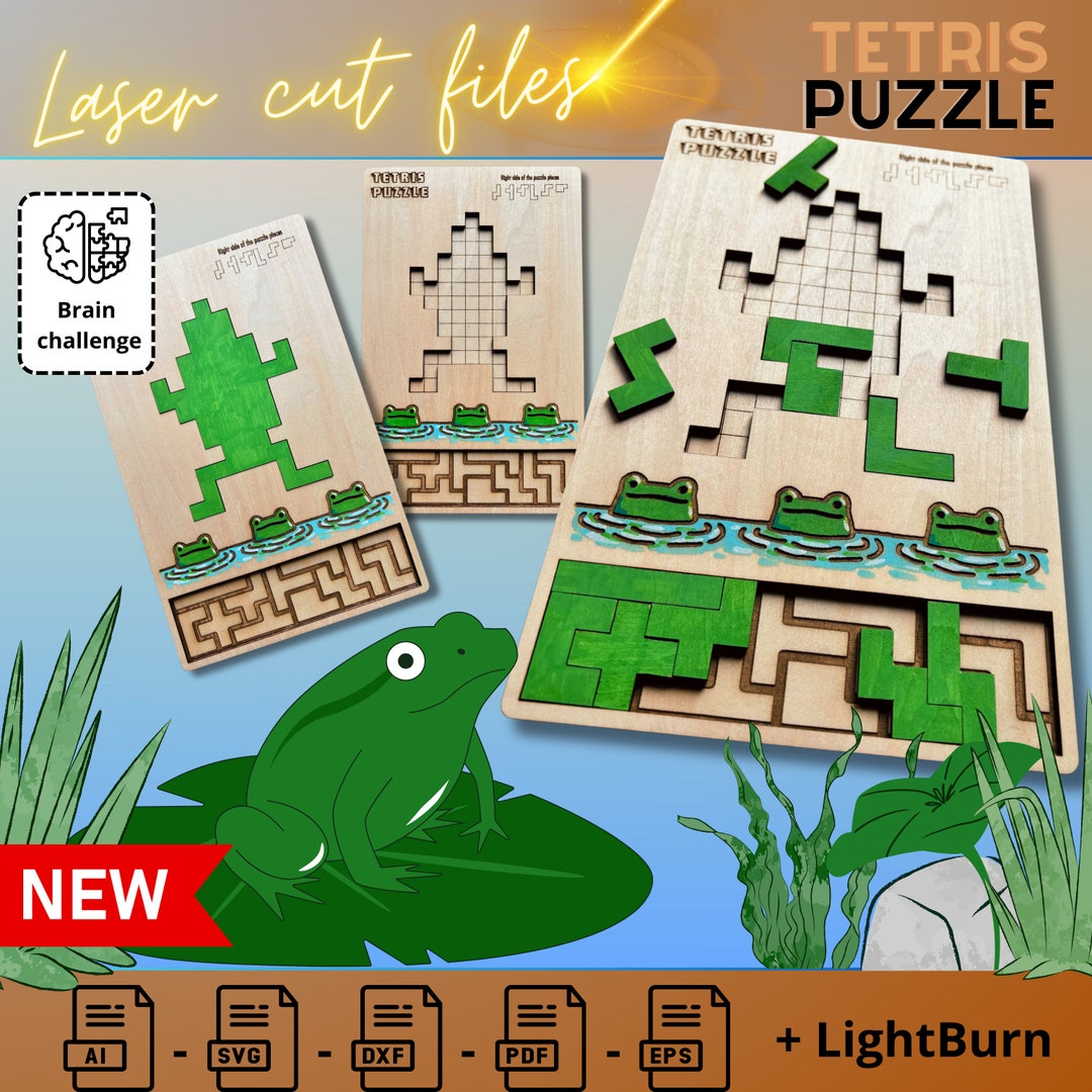 Frog Tetris Puzzle Template - Laser Cut DIY Toy Pattern | Digital ...