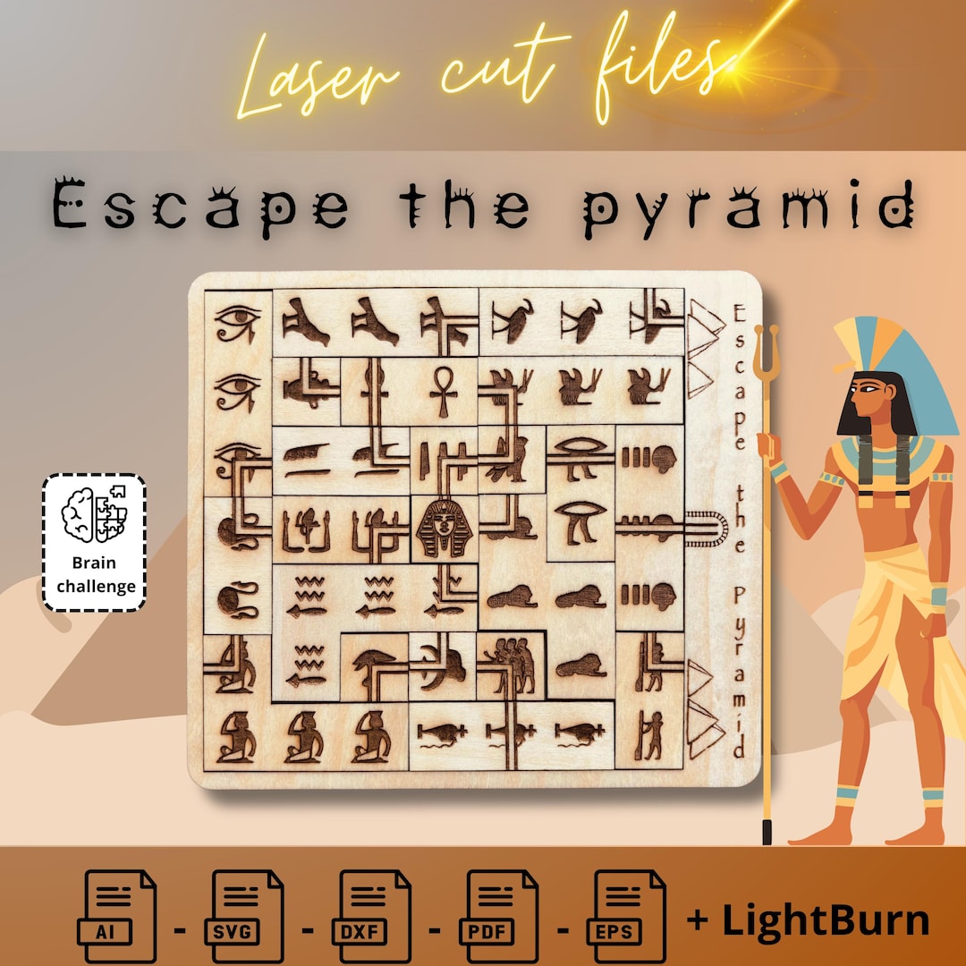 Escape the Pyramid Puzzle SVG DXF Laser Cut File | Egyptian Board Game ...