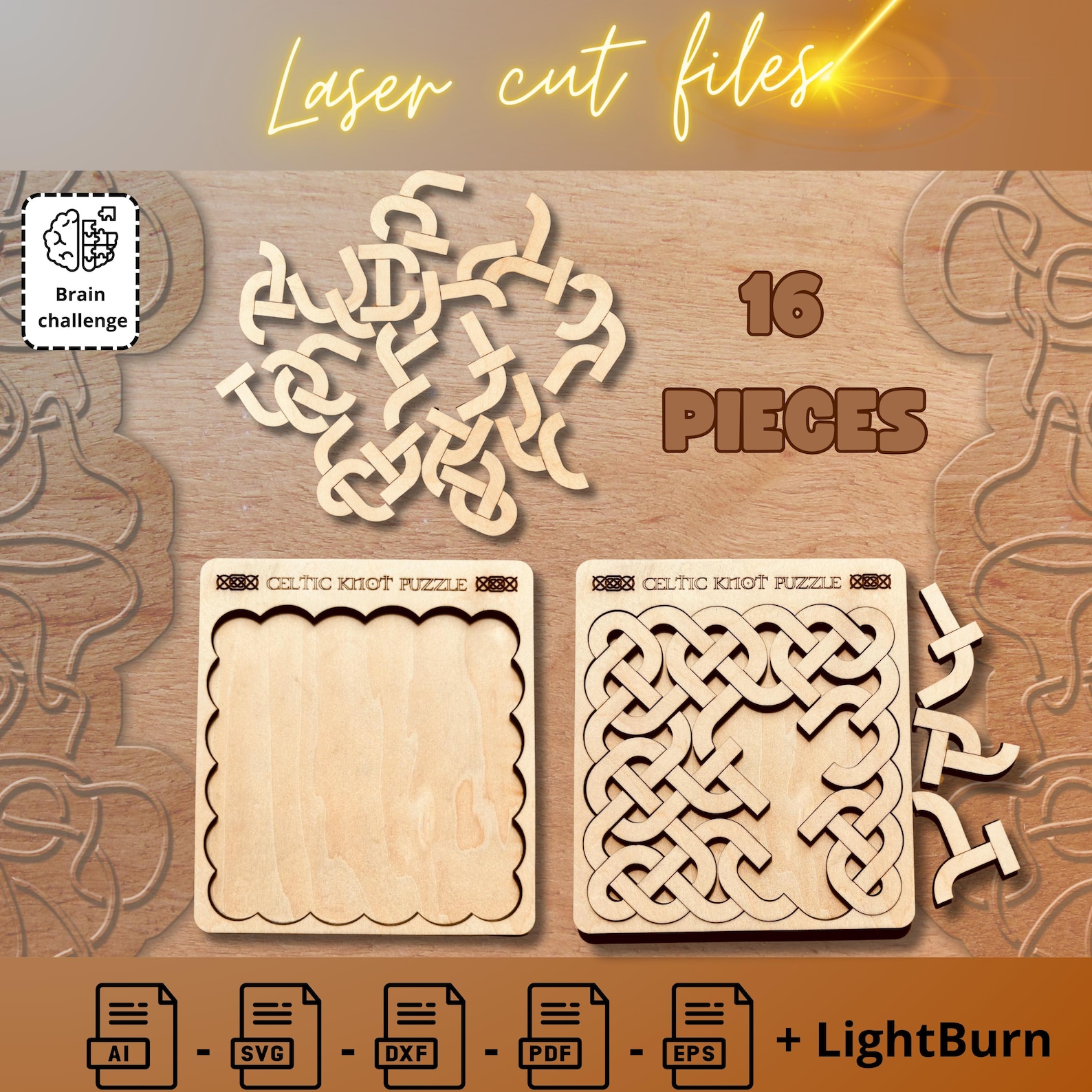 Celtic Knot Puzzle - Laser Cut Wooden Puzzle Game Digital File - Etsy