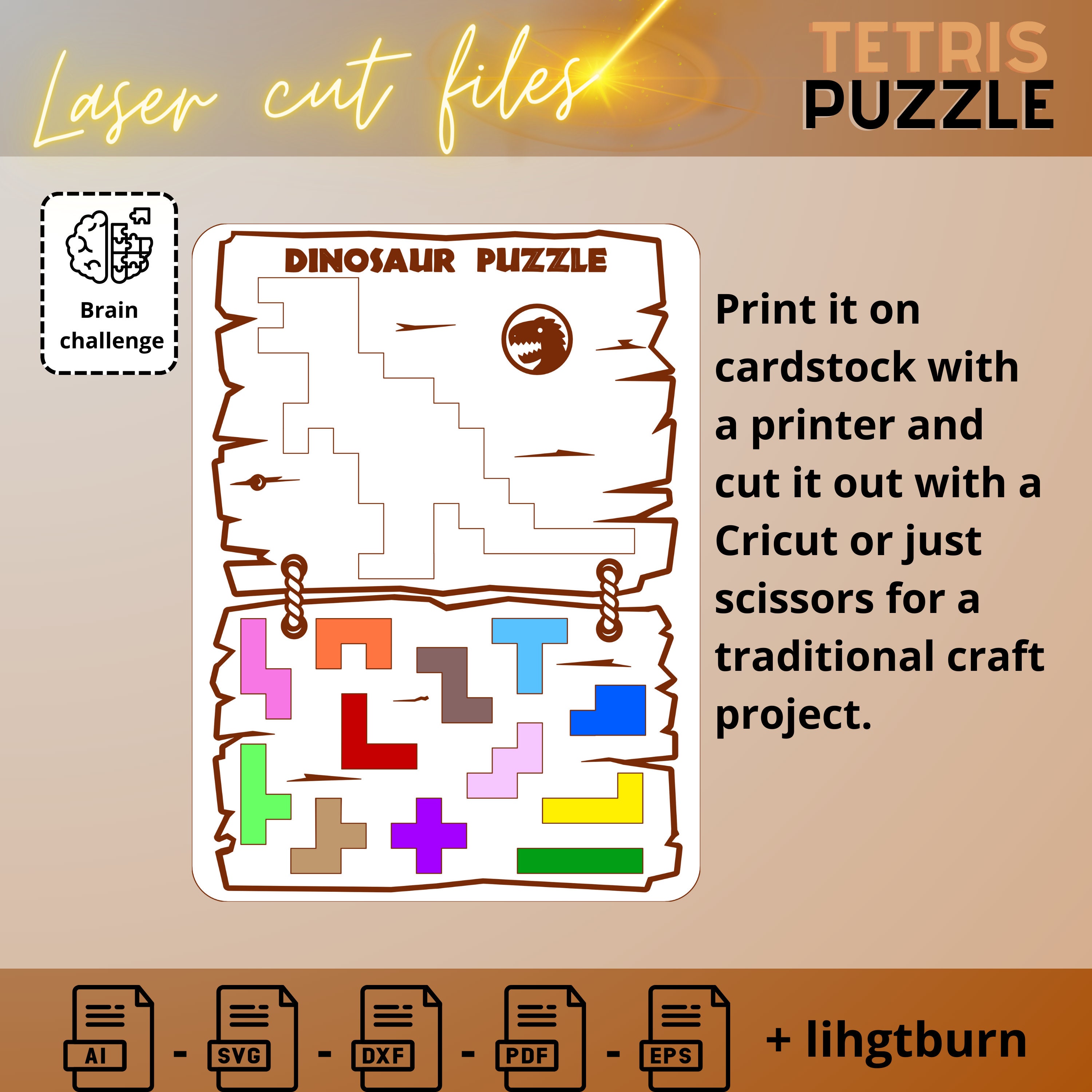 Tetris Dinosaur Laser Cut File, Tetris Puzzle, Dinosaur. - Etsy Australia