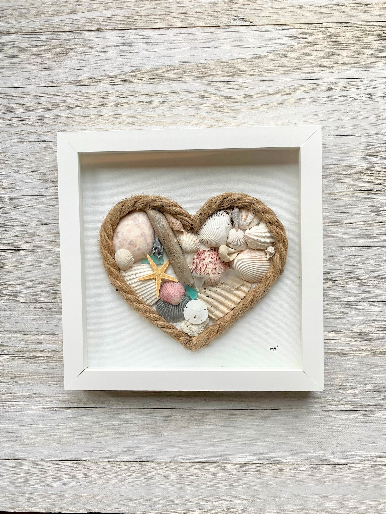 Shell Art, Shell Heart Art, Shell Wall Art, Coastal Shell Decor ...