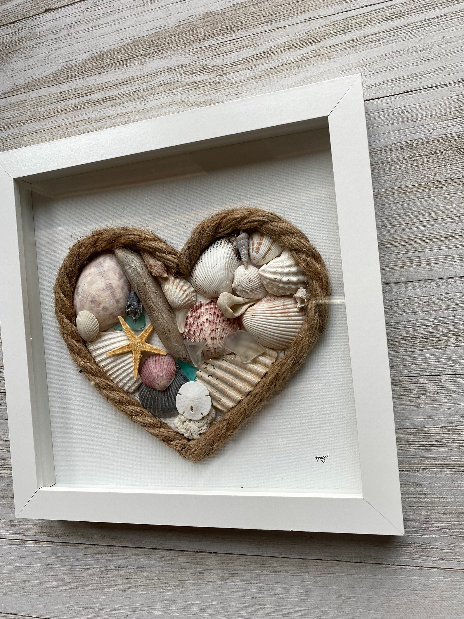 Shell Art, Shell Heart Art, Shell Wall Art, Coastal Shell Decor ...