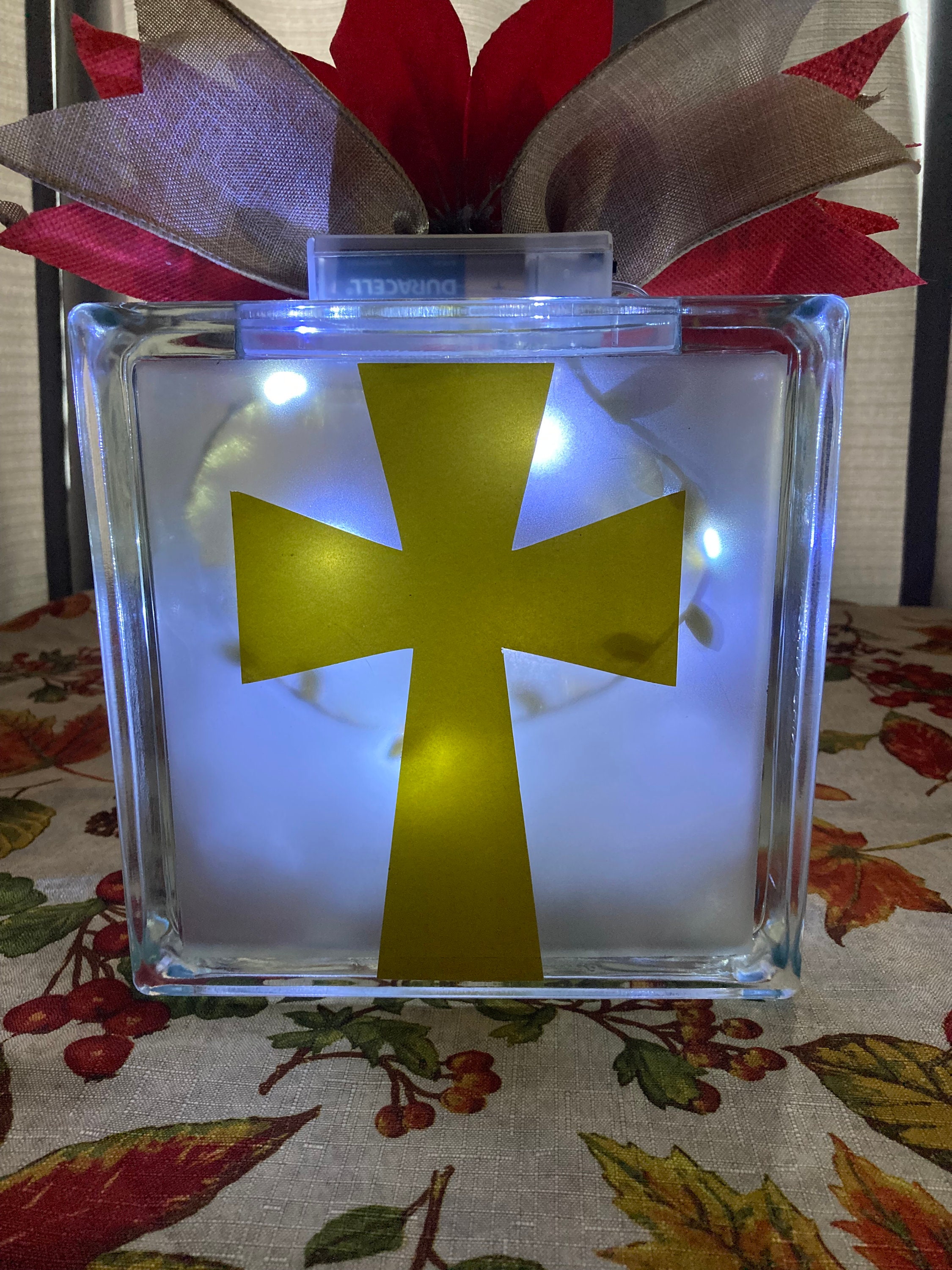 Lighted Glass Decorative Block - Etsy