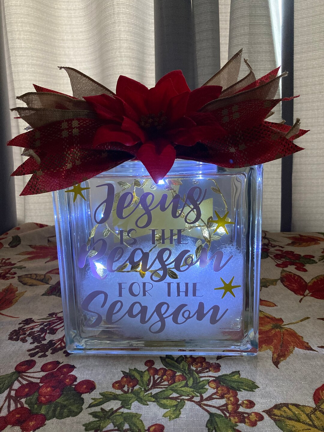 Lighted Glass Decorative Block - Etsy