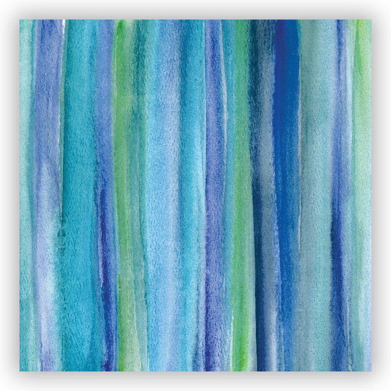 Underwater Blue Green Watercolor Vertical Stripes Fabric - Etsy