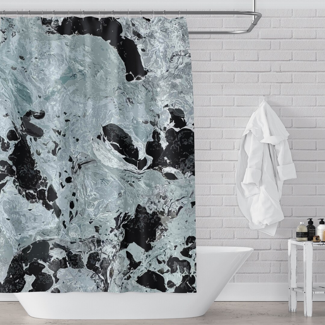 Glacier Ice Blue & Gray Marble Swirls Shower Curtain - Etsy