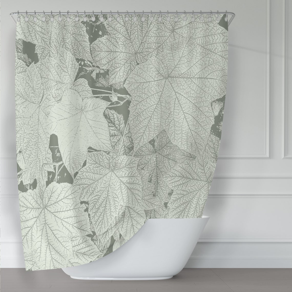 Sage Green Leaf Pattern Shower Curtain Canadian Raspberry - Etsy