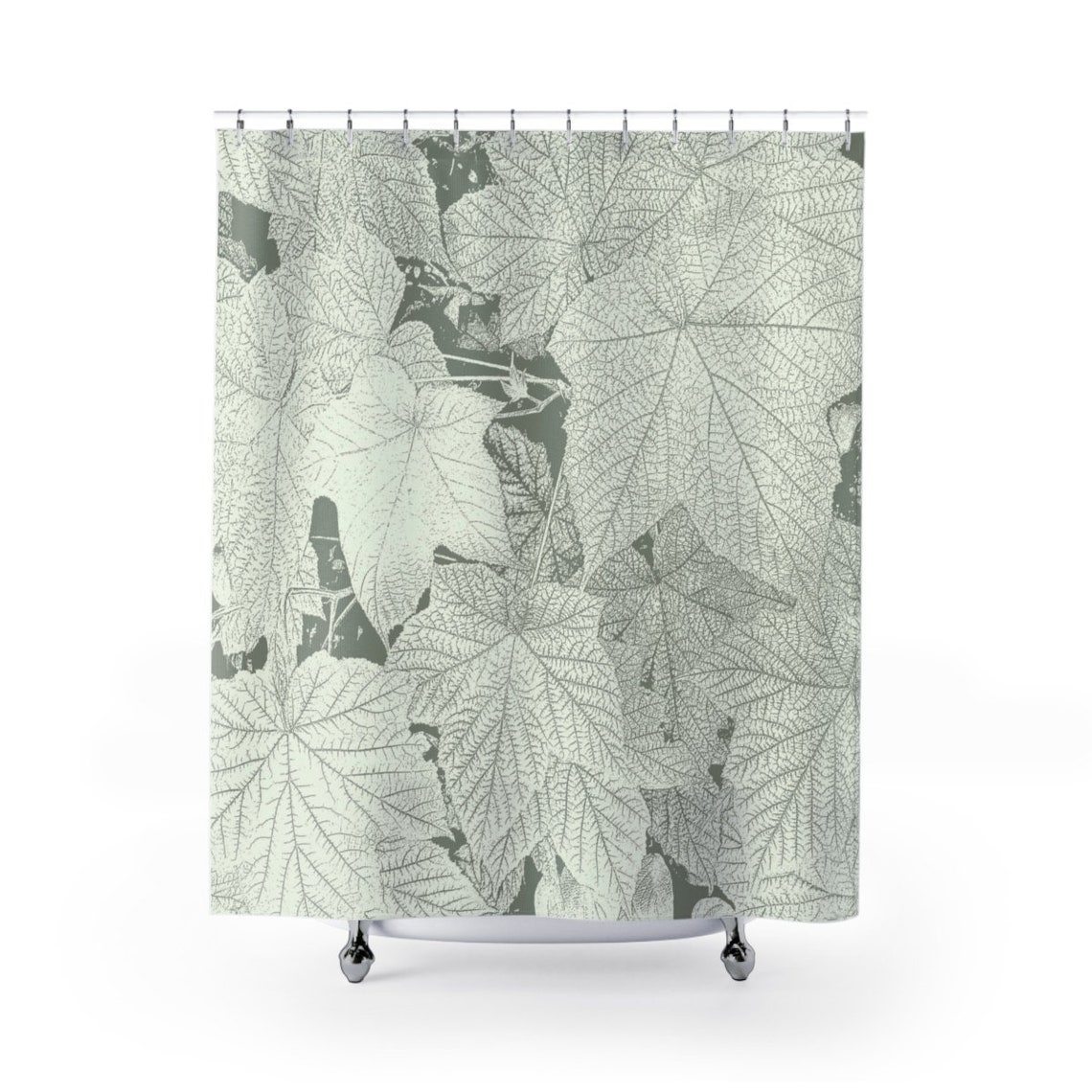 Sage Green Leaf Pattern Shower Curtain Canadian Raspberry - Etsy