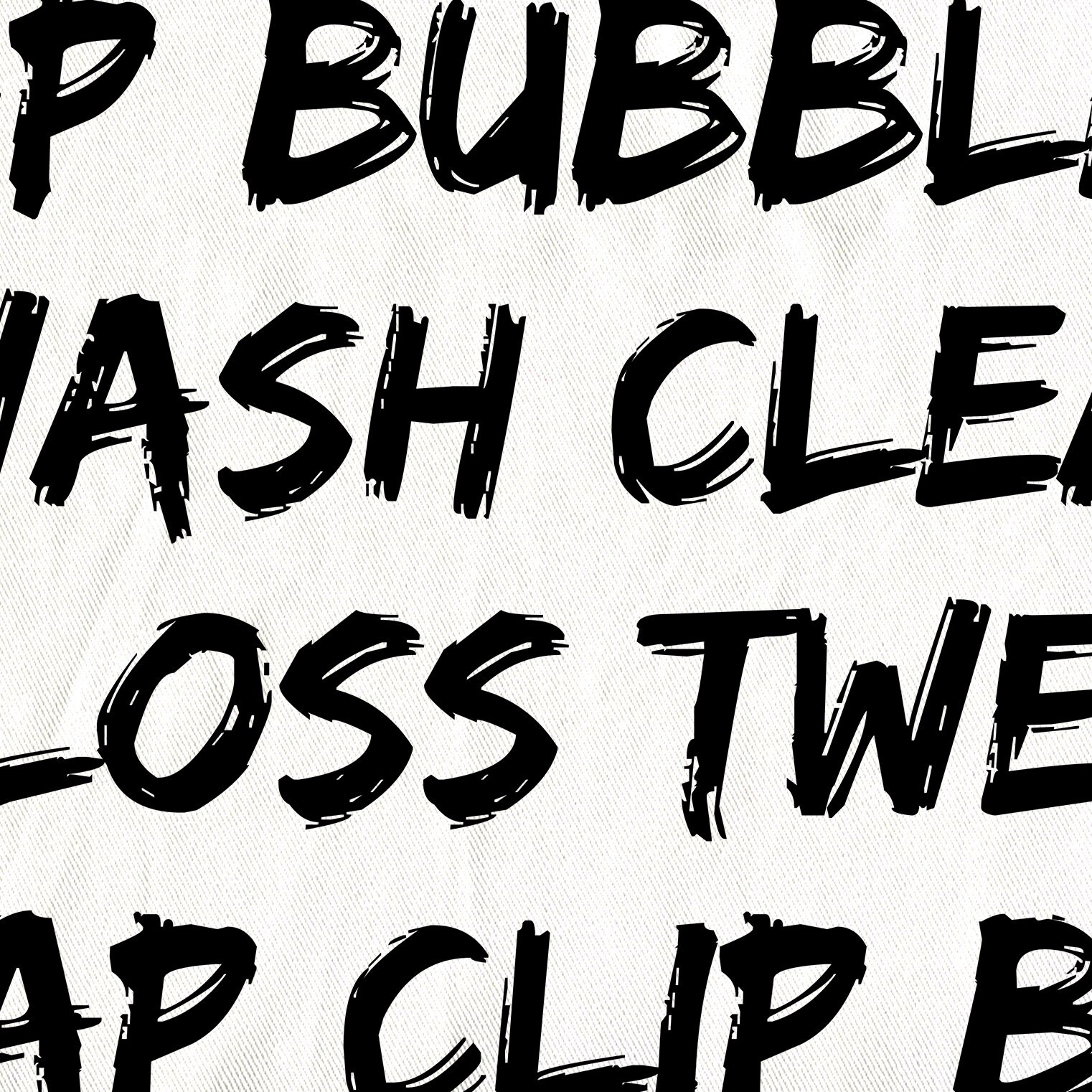 Clean Words Only Brush Type Black and White Fun Quirky Modern | Etsy