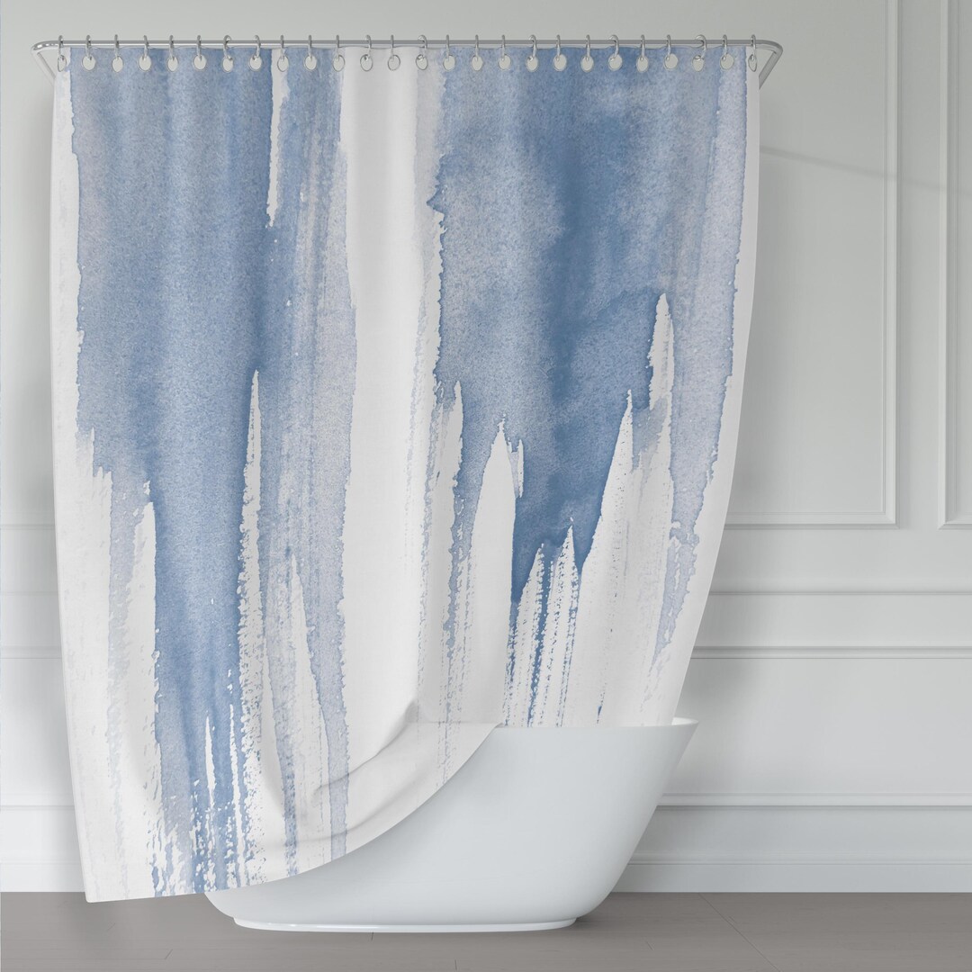 Blue Watercolor Cascade Shower Curtain - Etsy