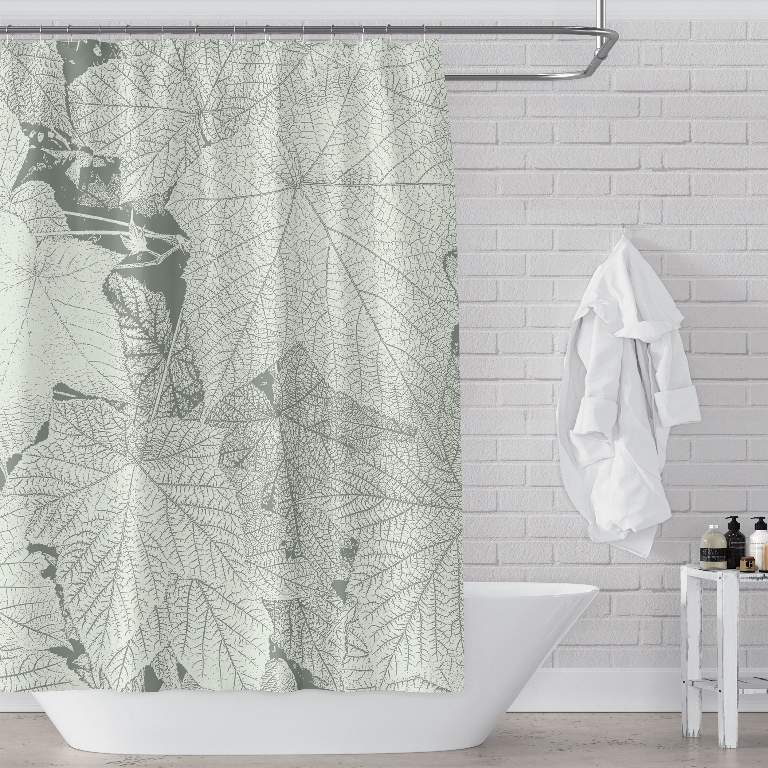 Sage Green Leaf Pattern Shower Curtain Canadian Raspberry - Etsy