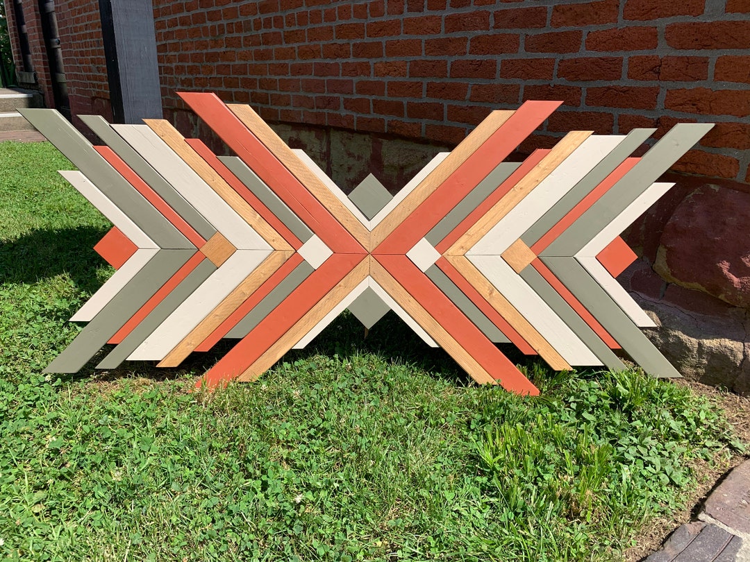 Geometric Wood Wall Art, Native American Art, Tribal Art, Home Decor ...