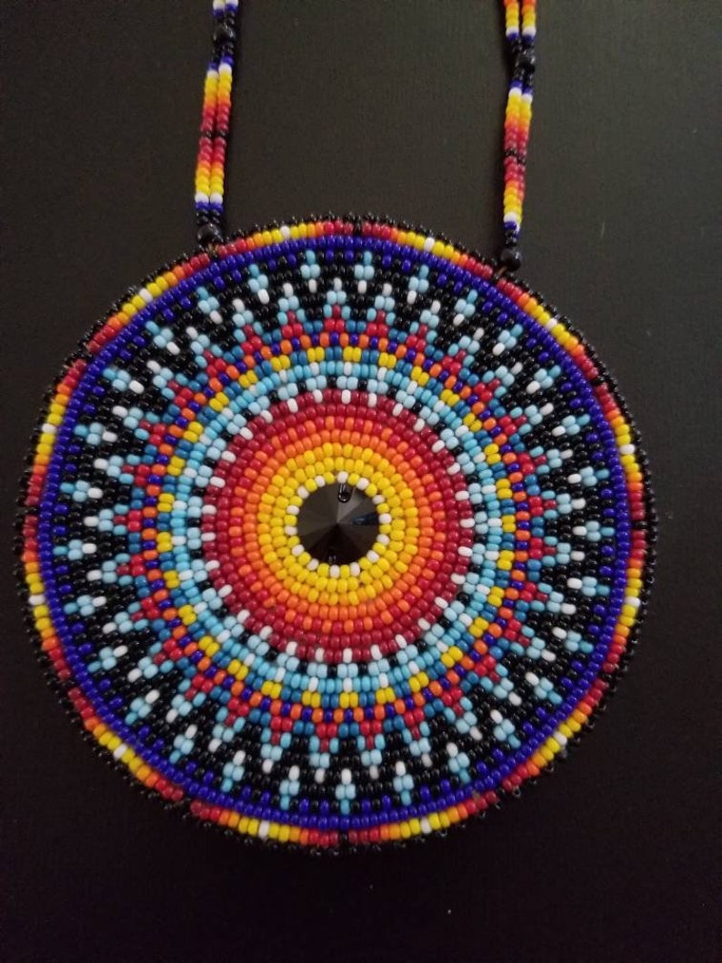 Native American Beaded Medallion Created by Thomas Harvey an Enrolled ...