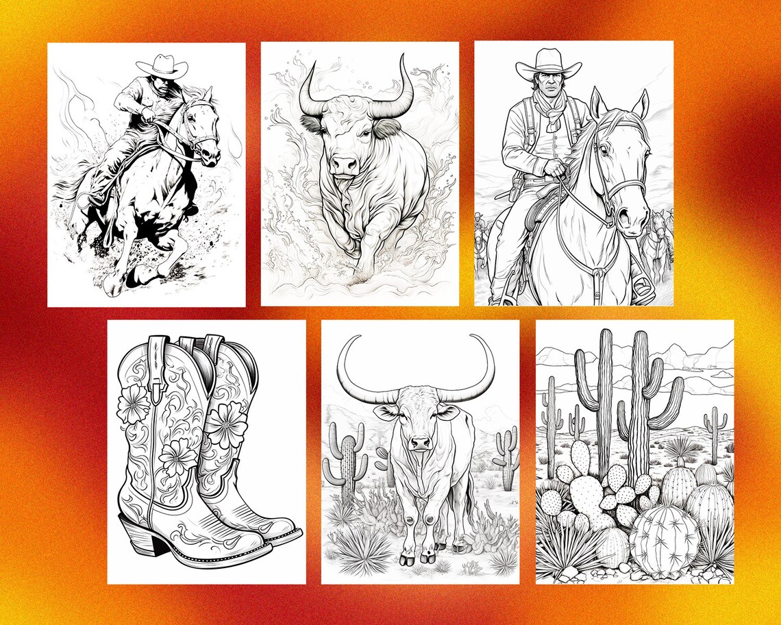 Printable Western Coloring Sheets - Etsy