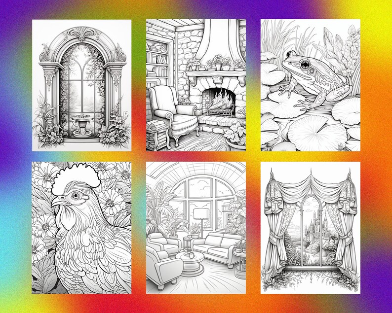 Printable Cozy Coloring Sheets - Etsy