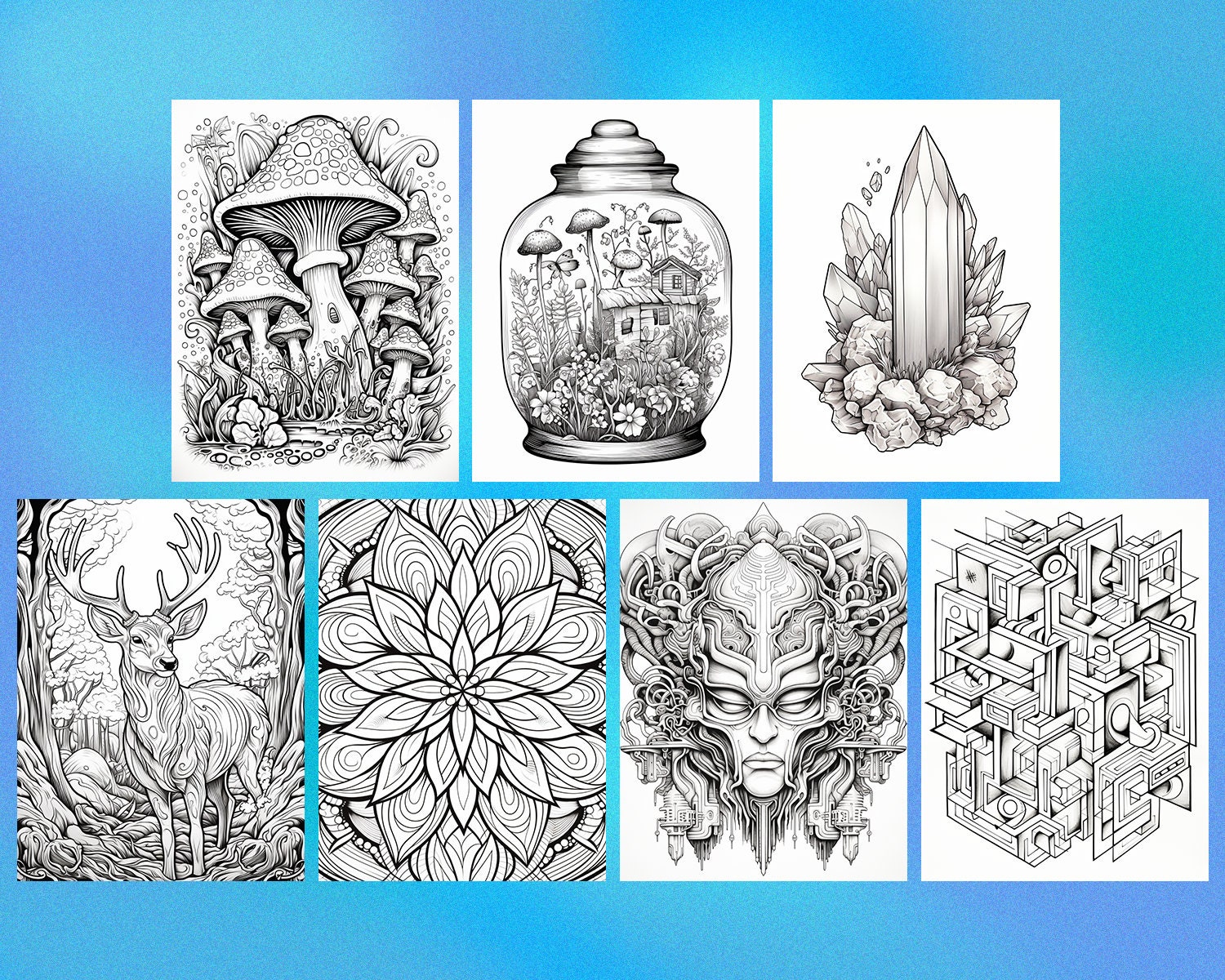 Printable Anxiety Relief Coloring Pages, Calming Stress Relief, 7 Pages ...