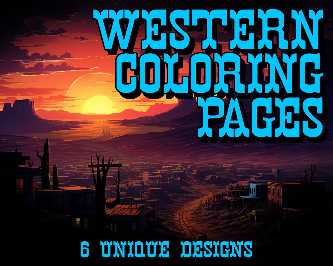 Printable Western Coloring Pages, Digital Download, Cowboy Coloring ...