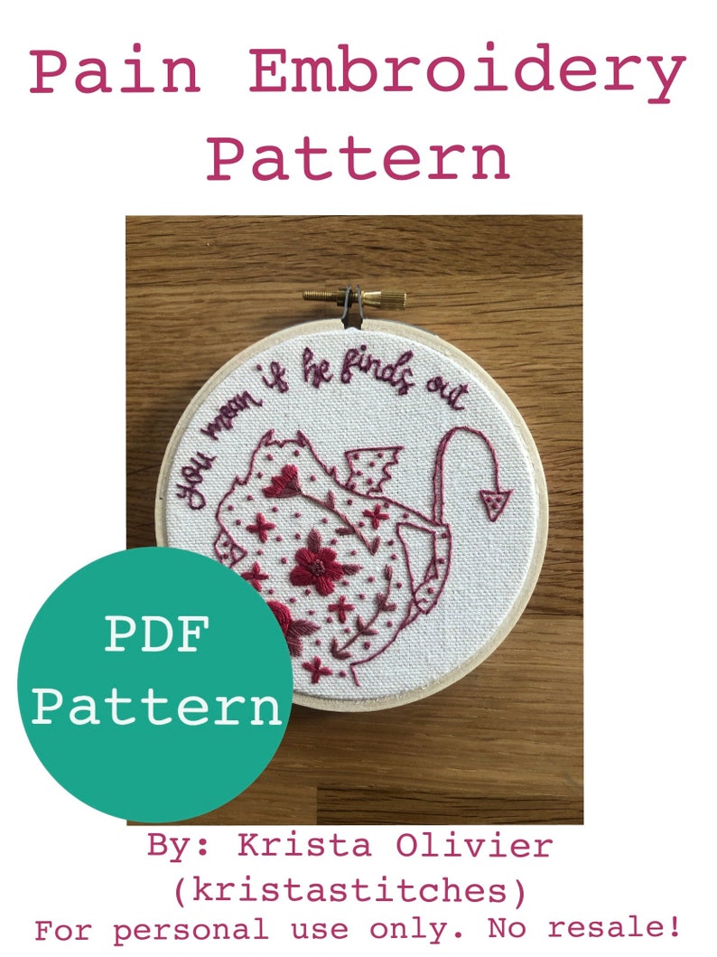 Pain Embroidery Pattern | Etsy