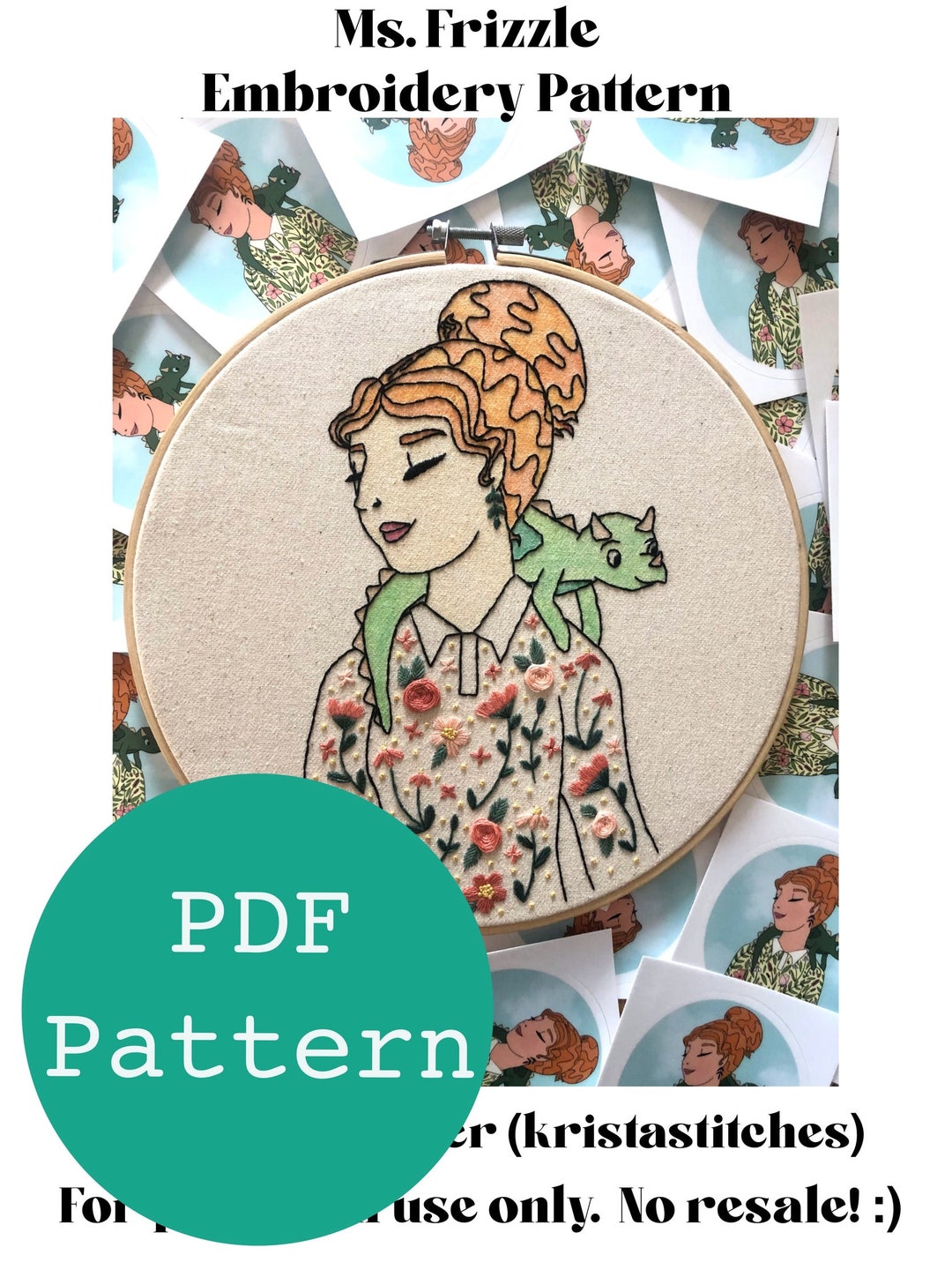 Ms. Frizzle Embroidery Pattern - Etsy