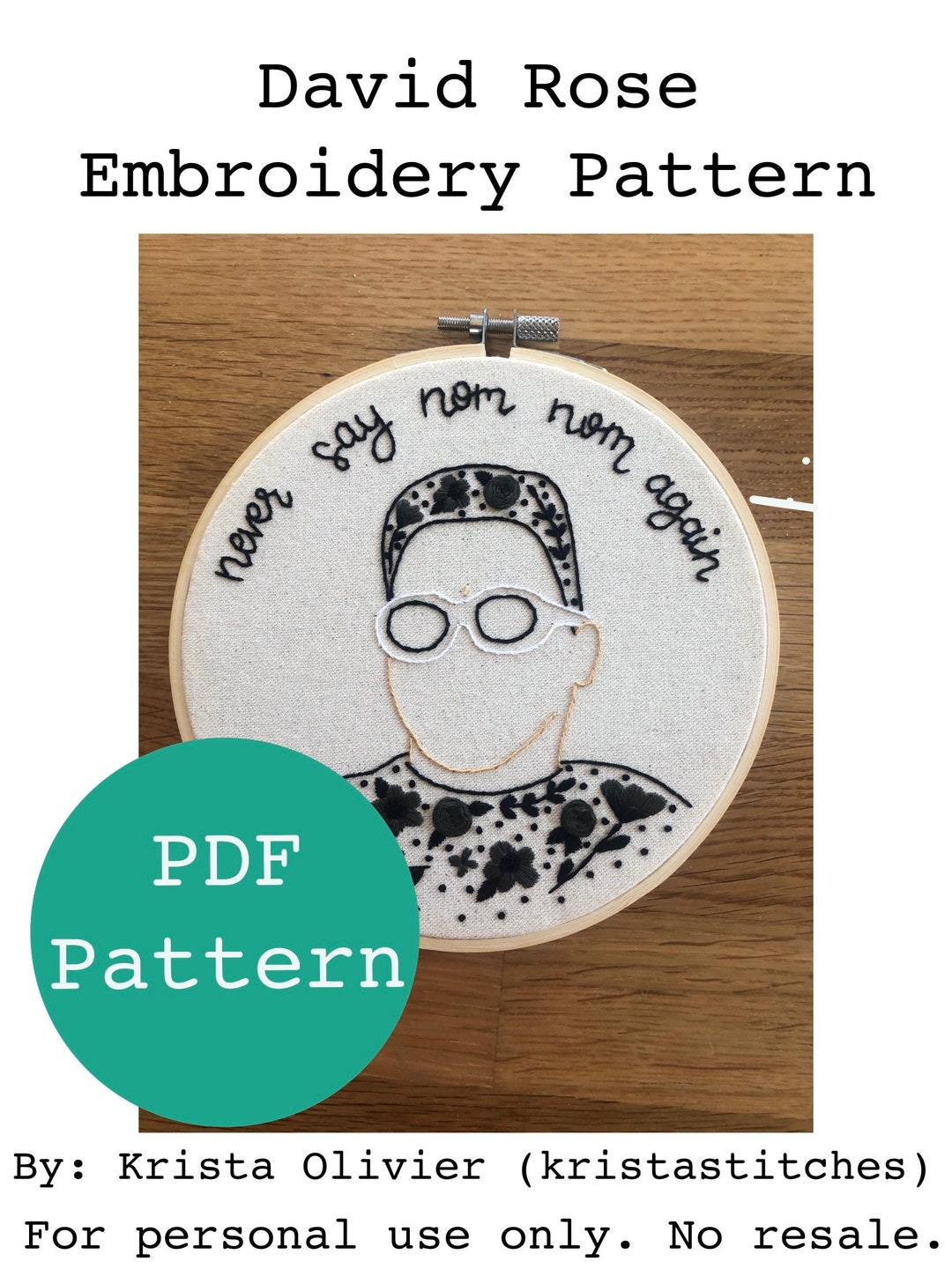 Never Say Nom Nom Embroidery Pattern - Etsy