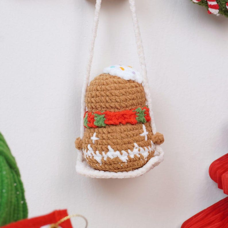 Gingerbread Cookies on Swing Car Hanging Crochet Pattern, Christmas Car ...