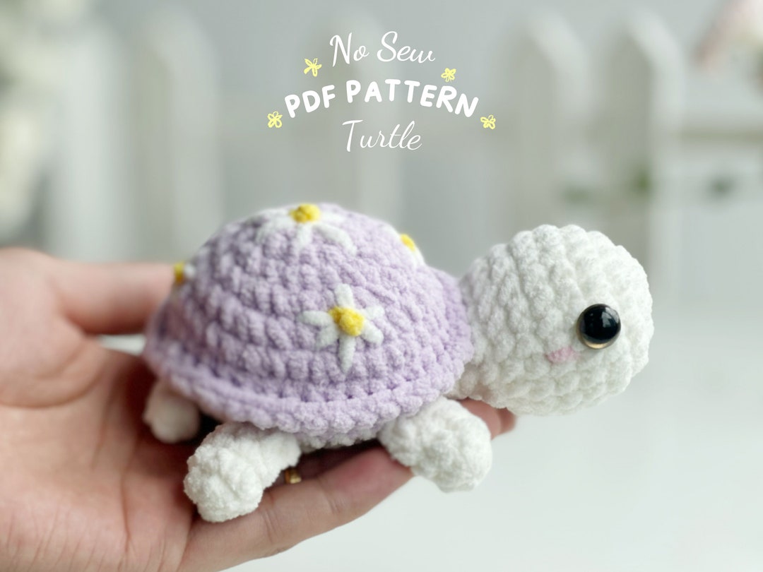 Daisy Purple Turtle No Sew Crochet Pattern, No Sew Amigurumi Crochet ...