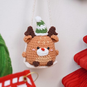 Reindeer on Swing on Swing Car Hanging Crochet Pattern, Christmas Car ...