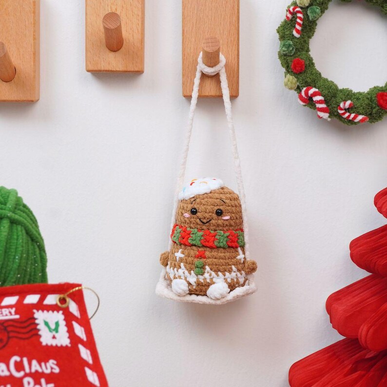 Gingerbread Cookies on Swing Car Hanging Crochet Pattern, Christmas Car ...