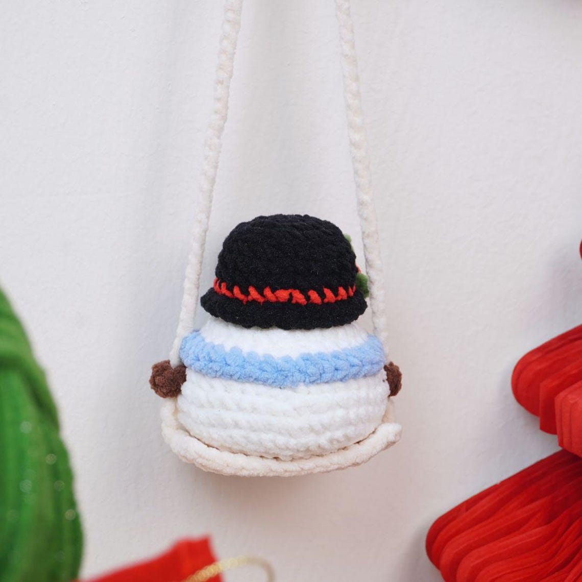 Snowman on Swing Car Hanging Crochet Pattern, Christmas Car Hanging ...