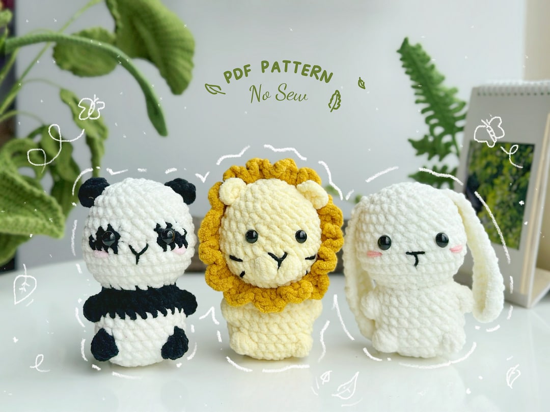 Zoo Animals No Sew Crochet Pattern, No Sew Amigurumi Crochet Patterns ...