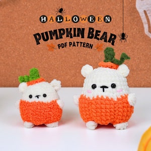 Pumpkin Bear Crochet Pattern, Halloween Polar Bear No Sew Crochet ...