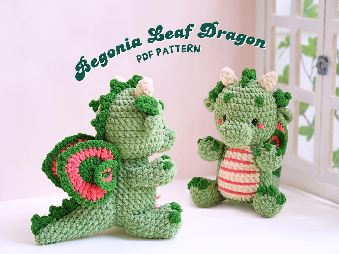 Begonia Leaf Dragon Crochet Pattern, Amigurumi Crochet Pattern, Dragon ...