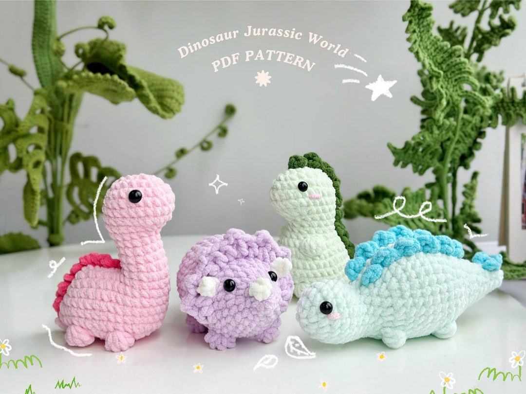 Dinosaur Jurassic World No Sew Crochet Pattern, No Sew Amigurumi ...