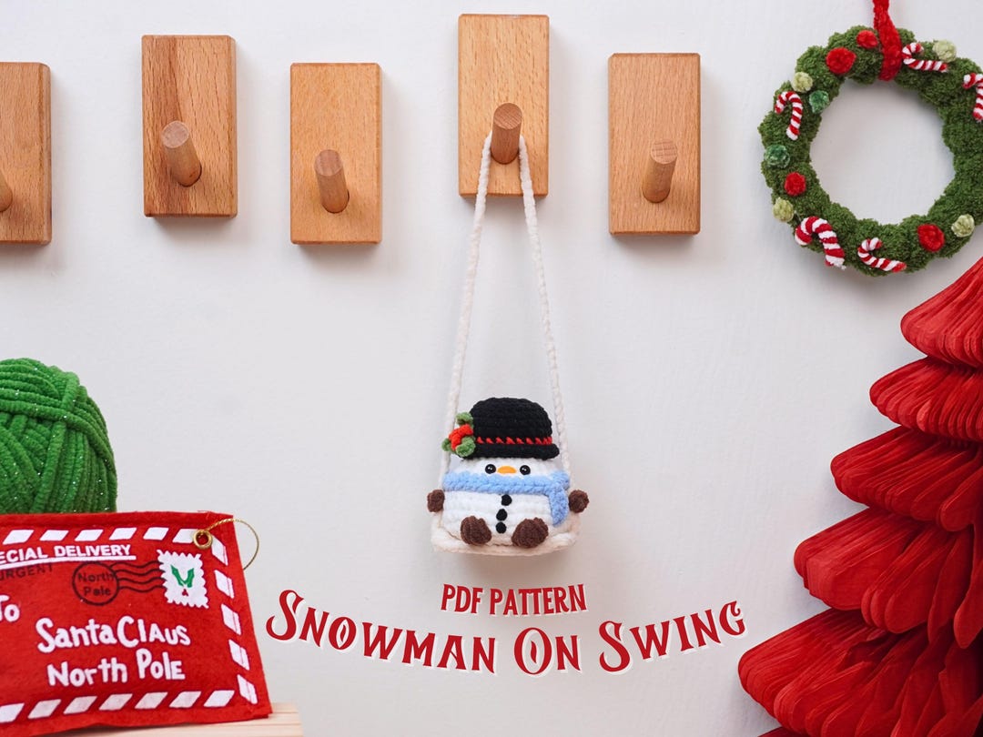 Snowman on Swing Car Hanging Crochet Pattern, Christmas Car Hanging ...