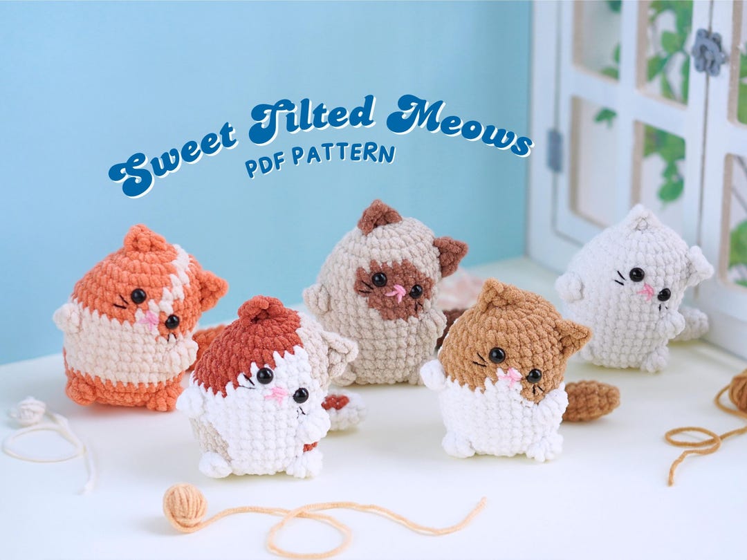 Sweet Tilted Meows Crochet Patterns Bundle, White Cat Pattern, Siamese ...