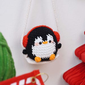 Penguin on Swing Car Hanging Crochet Pattern, Christmas Car Hanging ...
