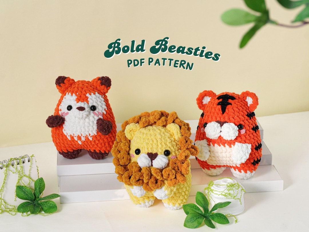 Bold Beasties Crochet Patterns Bundle | Lion Pattern, Tiger Pattern ...