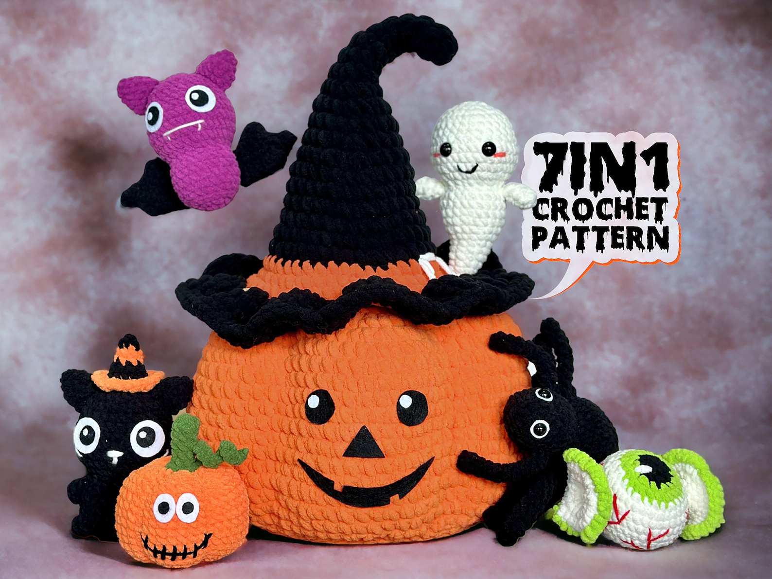 7in1 Halloween Crochet Patterns, Halloween Amigurumi Crochet Pattern ...