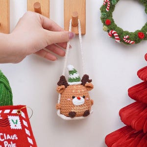 Reindeer on Swing on Swing Car Hanging Crochet Pattern, Christmas Car ...