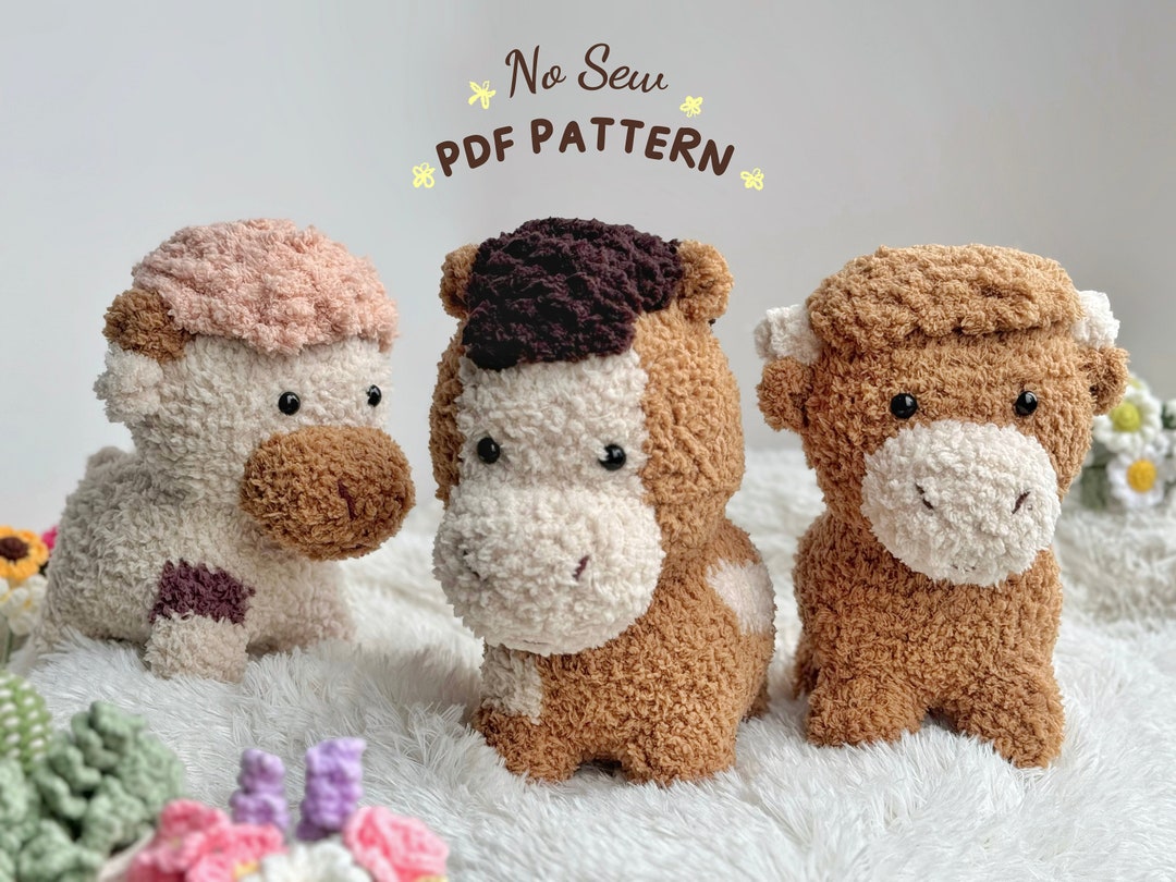 Combo 3 Animal No Sew Crochet Pattern, No Sew Amigurumi Crochet | Horse ...