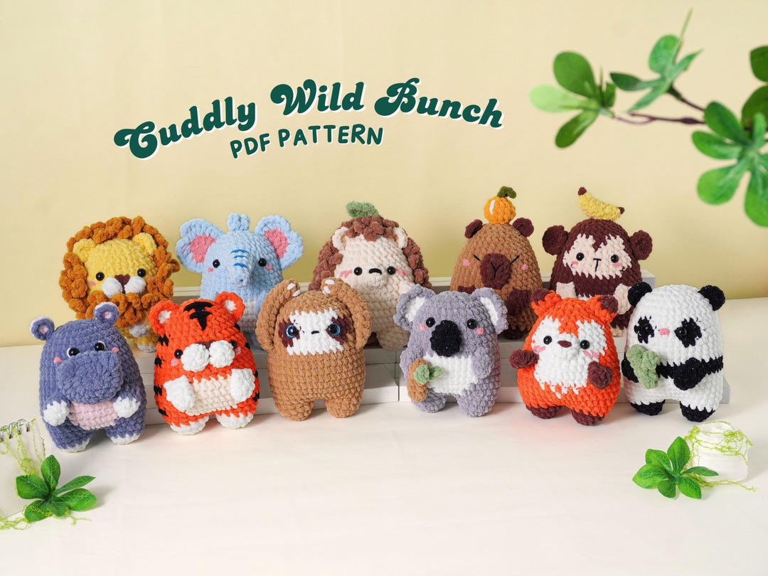 11in1 Cuddly Wild Bunch Crochet Patterns Bundle | Monkey Pattern, Lion ...