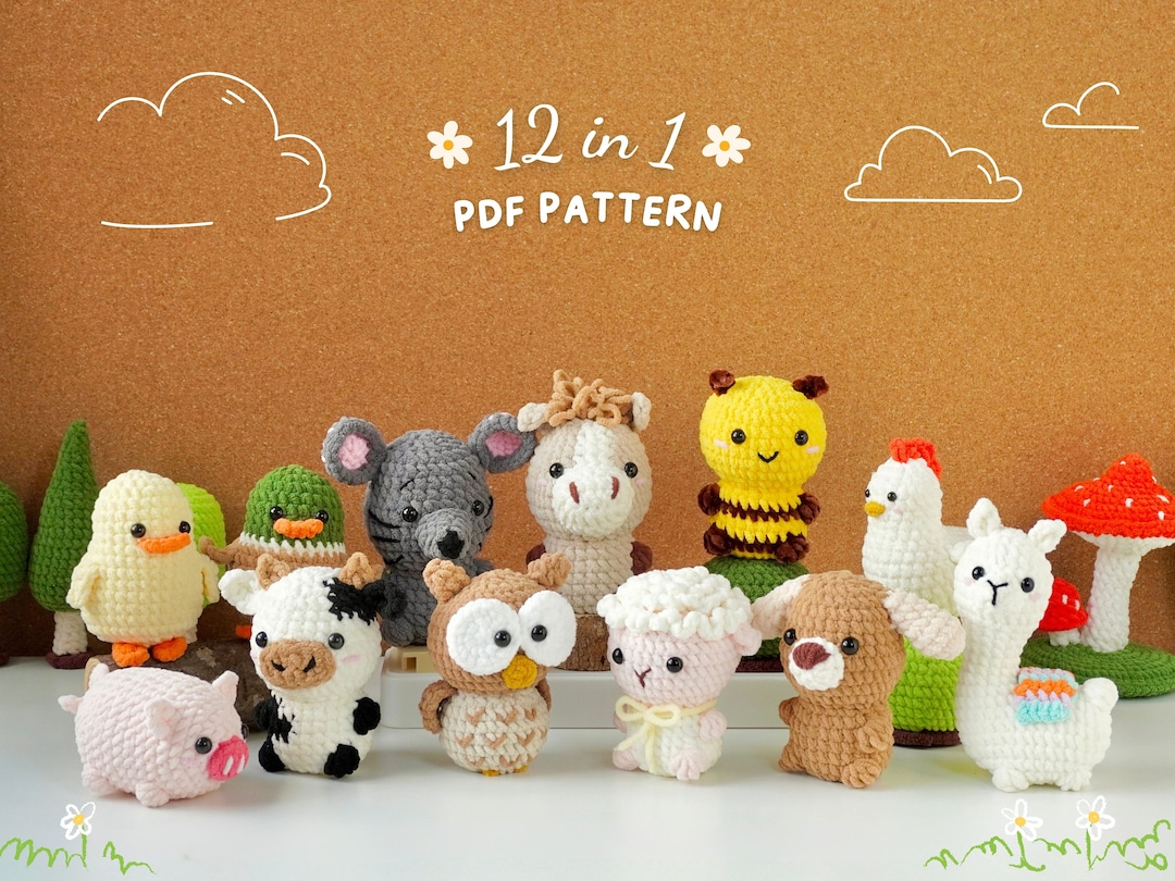 Farm Animal Crochet Patterns Bundle, No Sew Amigurumi Crochet Pattern ...